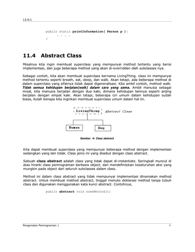 Jeni intro1-bab11-pewarisan, polimorfisme, dan interface | PDF