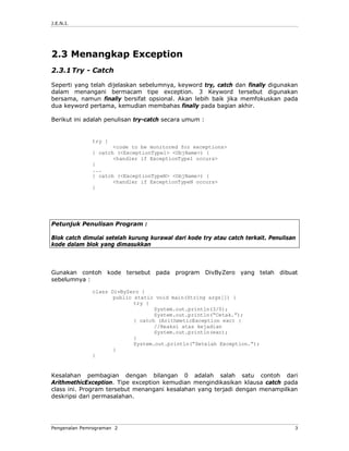 Jeni Intro2 Bab02 Exception Dan Assertion | PDF