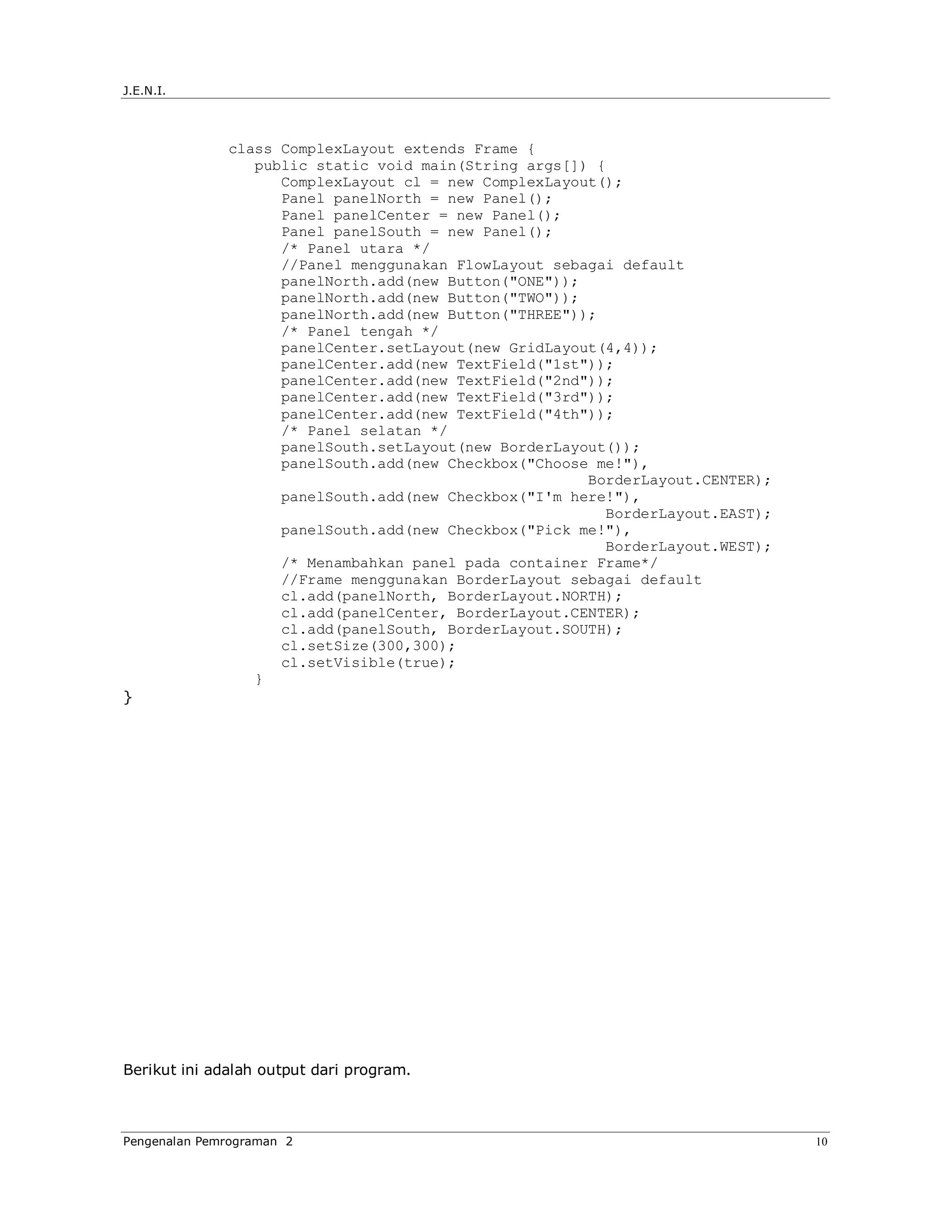 Jeni Intro2 Bab07 Abstract Windowing Toolkit Dan Swing | PDF