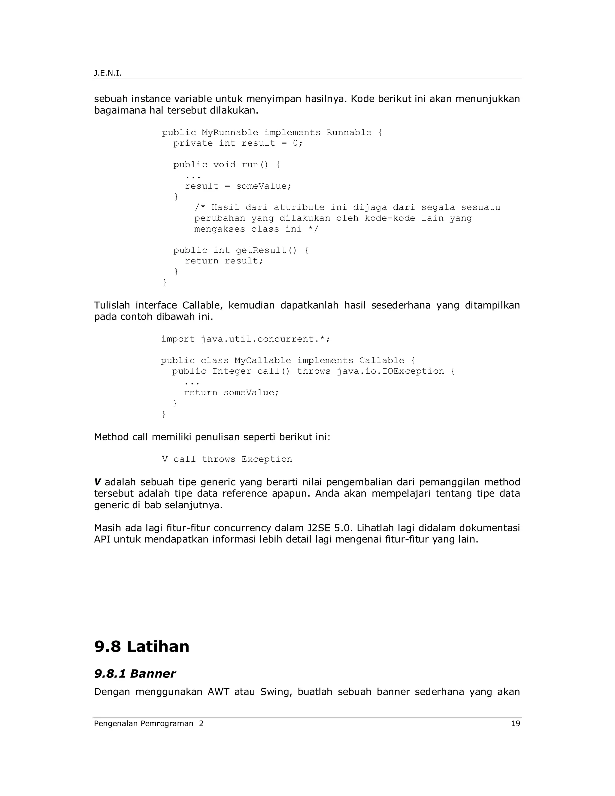 Jeni Intro2 Bab09 Threads | PDF