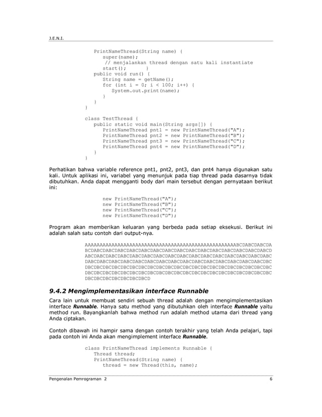 Jeni Intro2 Bab09 Threads | PDF