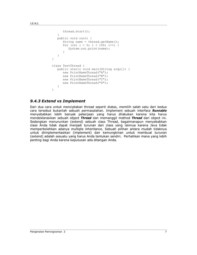 Jeni Intro2 Bab09 Threads | PDF