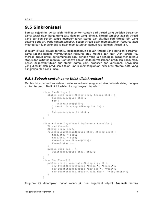 Jeni Intro2 Bab09 Threads | PDF