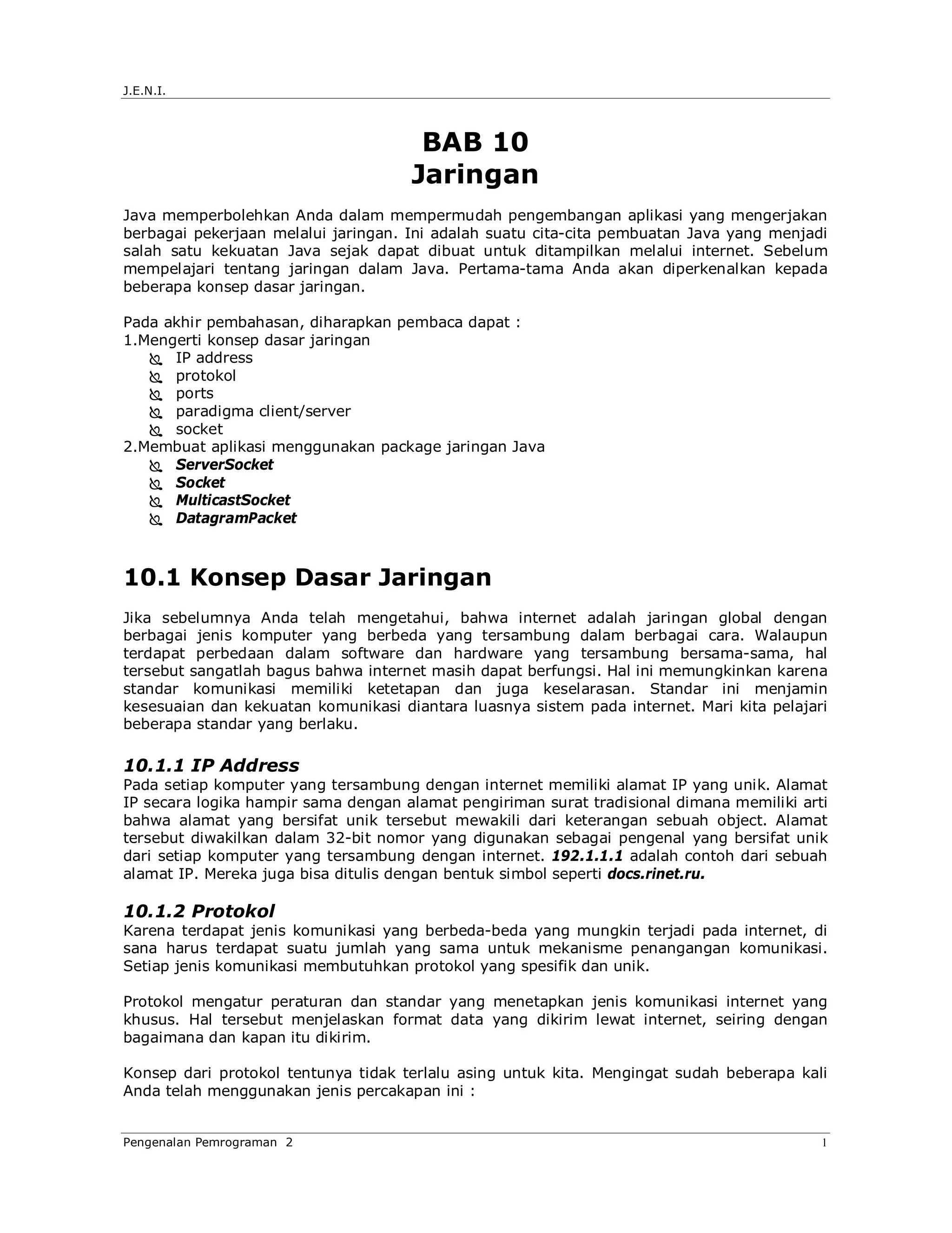 Jeni Intro2 Bab10 Jaringan | PDF