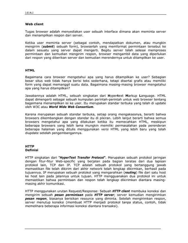 Jeni web programming-bab 1-pengenalan pemrograman web | PDF