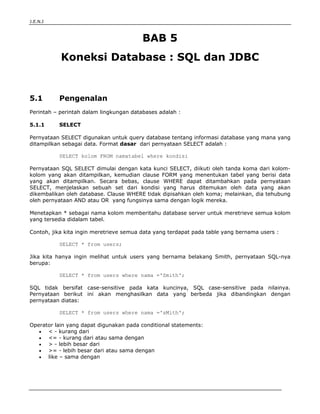 Jeni Web Programming Bab 5 Sql Dan Jdbc | PDF