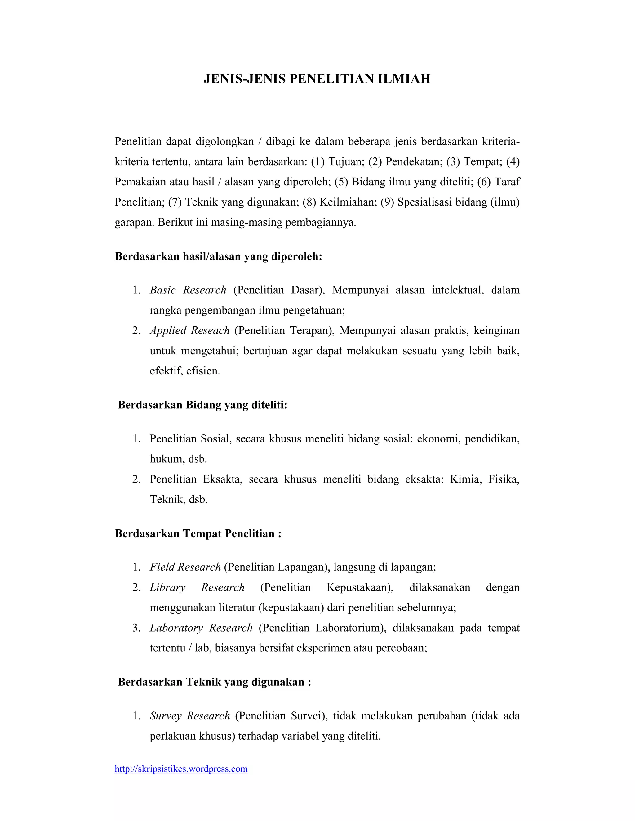 Jenis jenis-penelitian-ilmiah | PDF