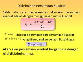 Jenis jenis akar persamaan kudrat | PPT