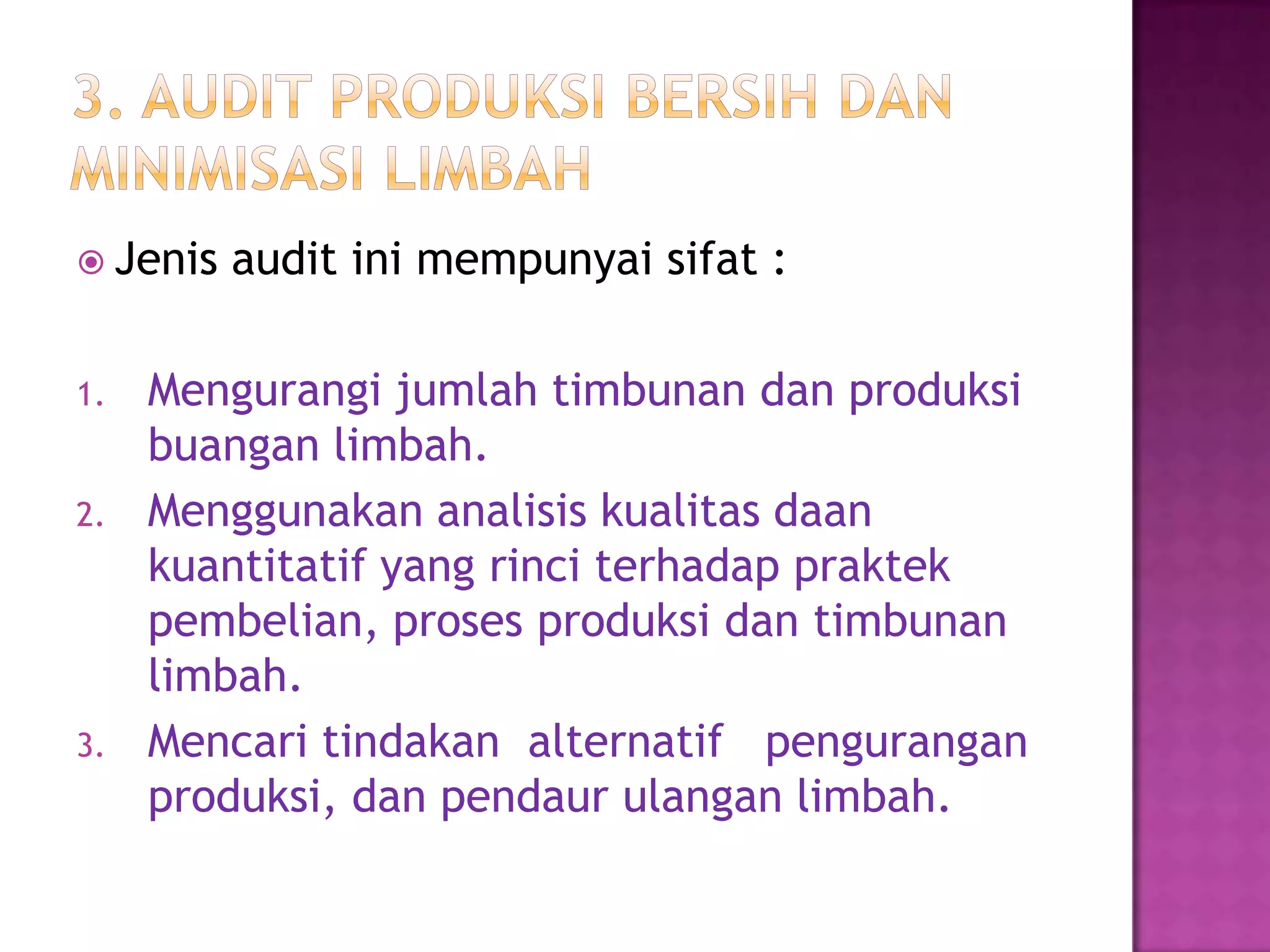 Jenis jenis audit lingkungan | PPT