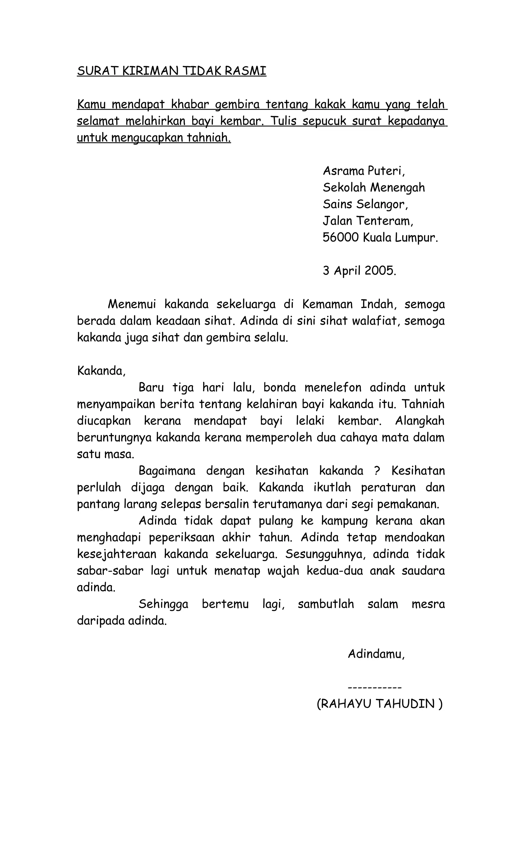 Jenis jenis contoh surat kiriman | DOC