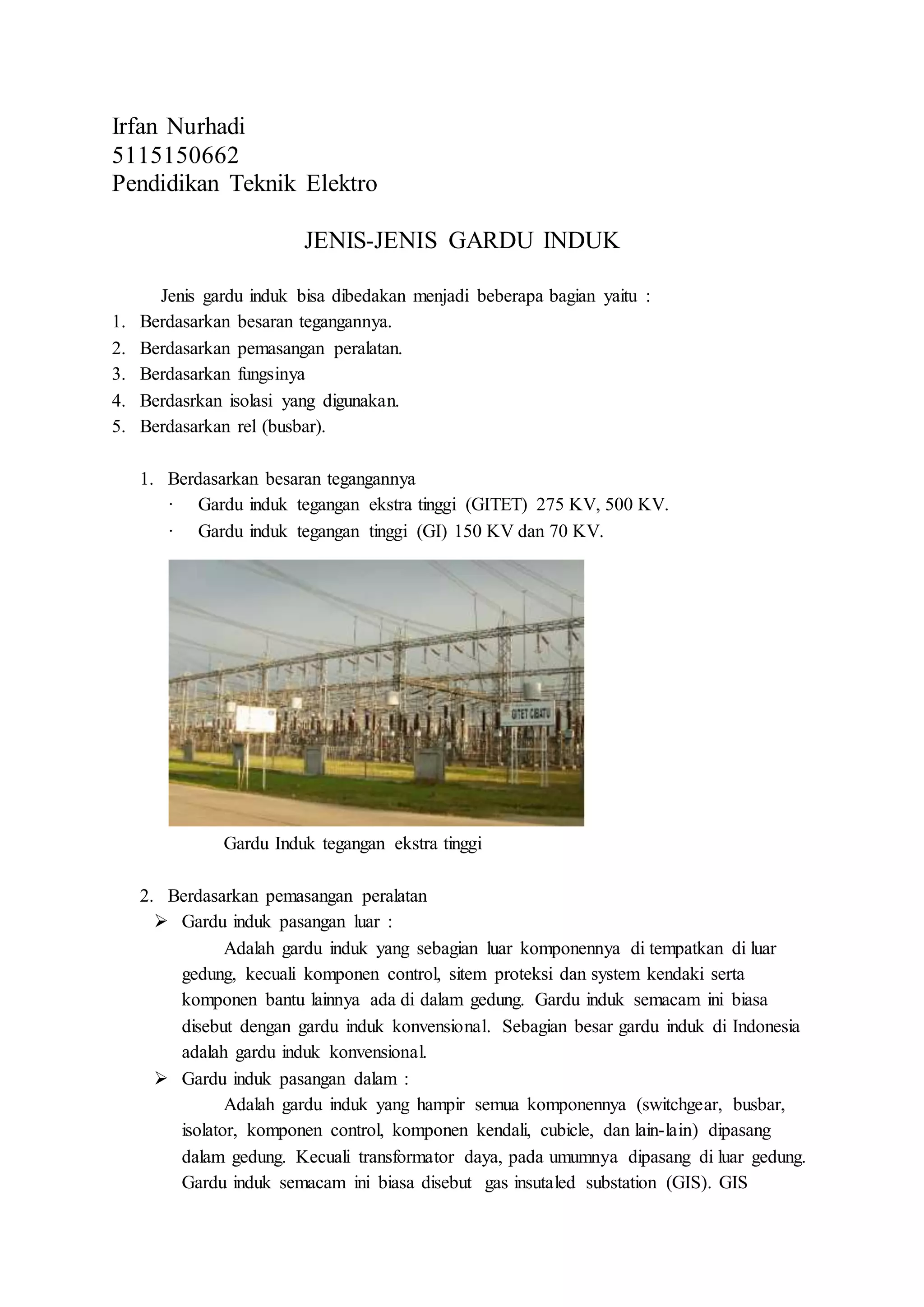 Jenis jenis gardu induk | DOCX