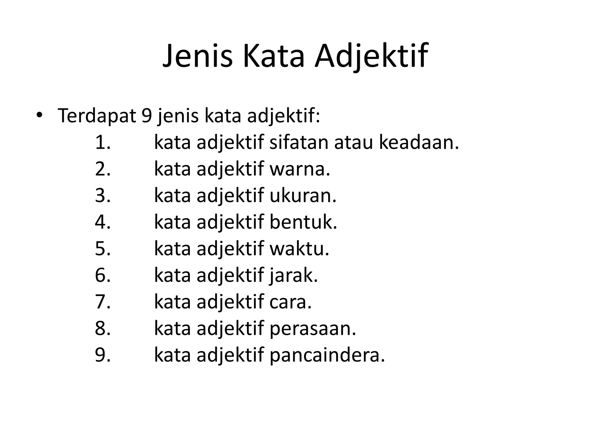 Jenis jenis kata adjektif | PPTX