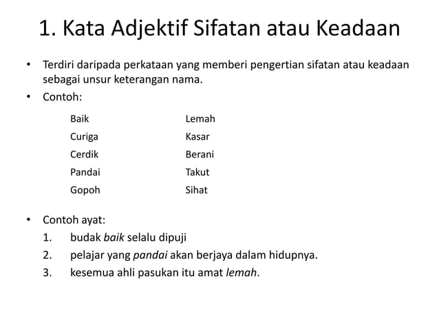 Jenis jenis kata adjektif | PPTX