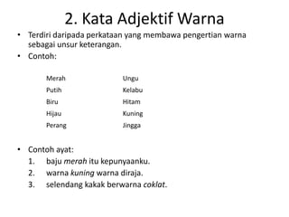 Jenis jenis kata adjektif | PPTX
