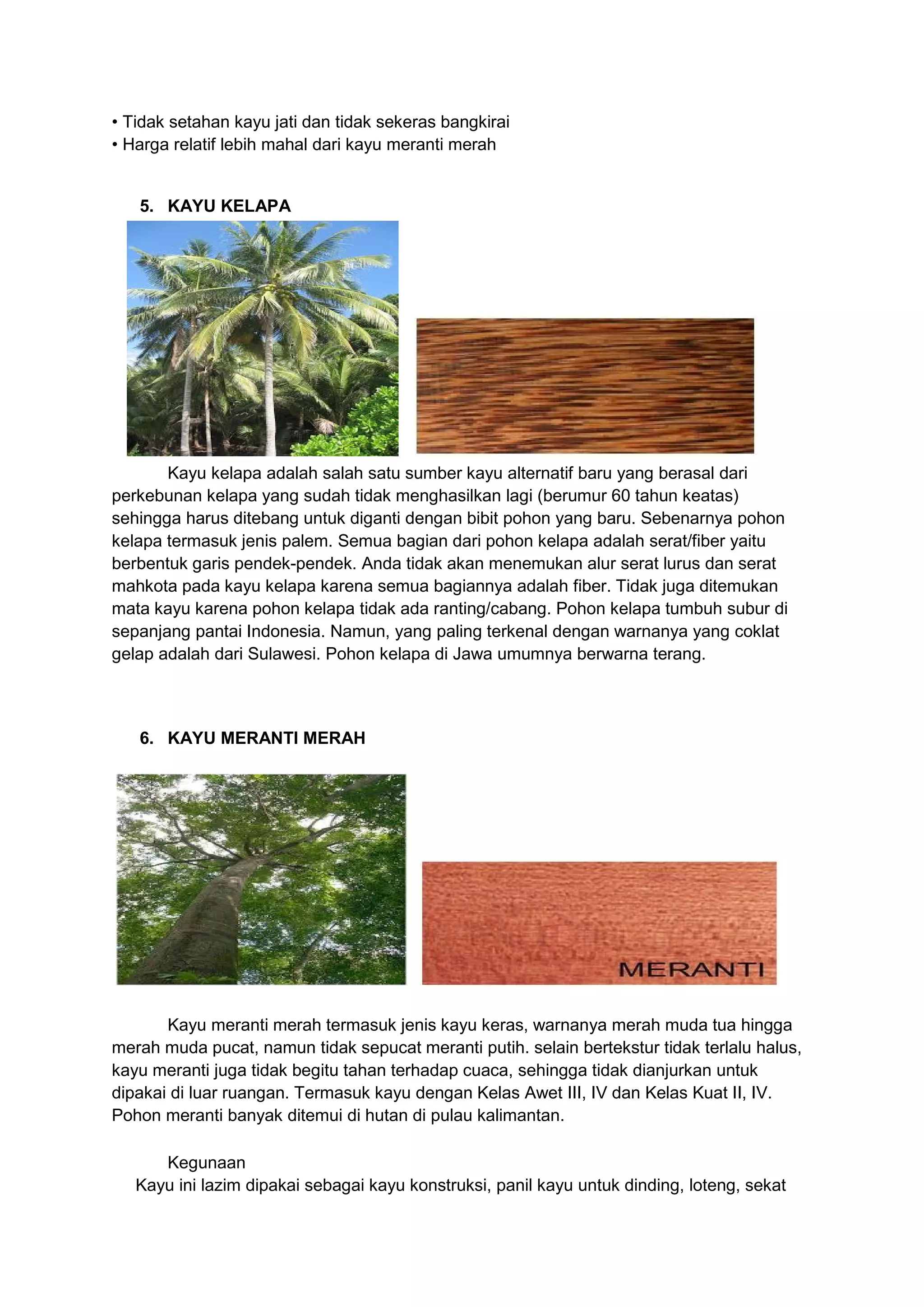 Jenis jenis kayu ( Kelas Kekuatan & Keawetan & Berat Jenis Kayu ...