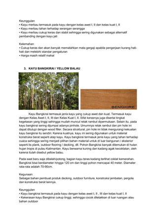 Jenis jenis kayu ( Kelas Kekuatan & Keawetan & Berat Jenis Kayu ...