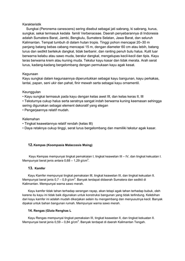 Jenis jenis kayu ( Kelas Kekuatan & Keawetan & Berat Jenis Kayu Indonesia )