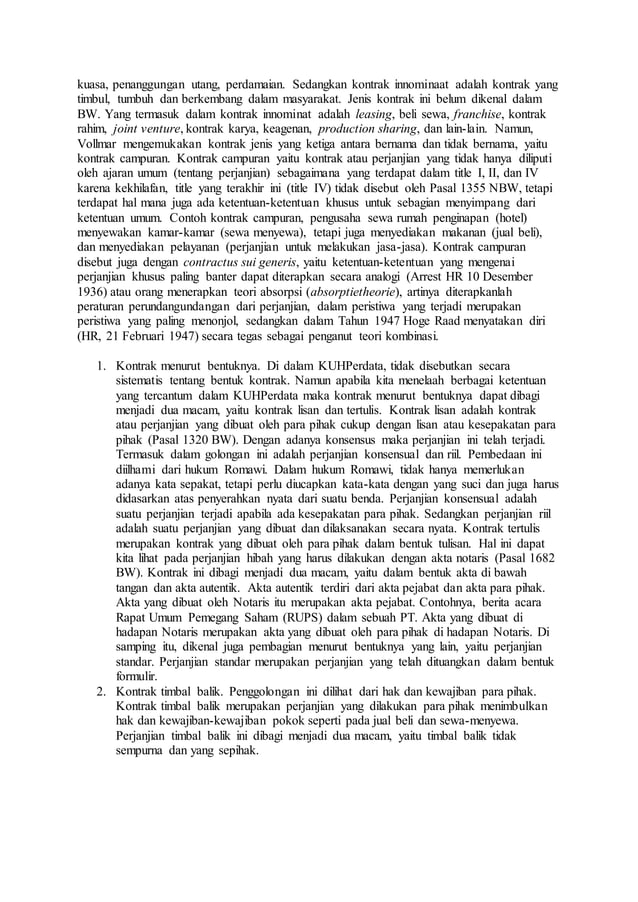 Jenis jenis kontrak | DOCX