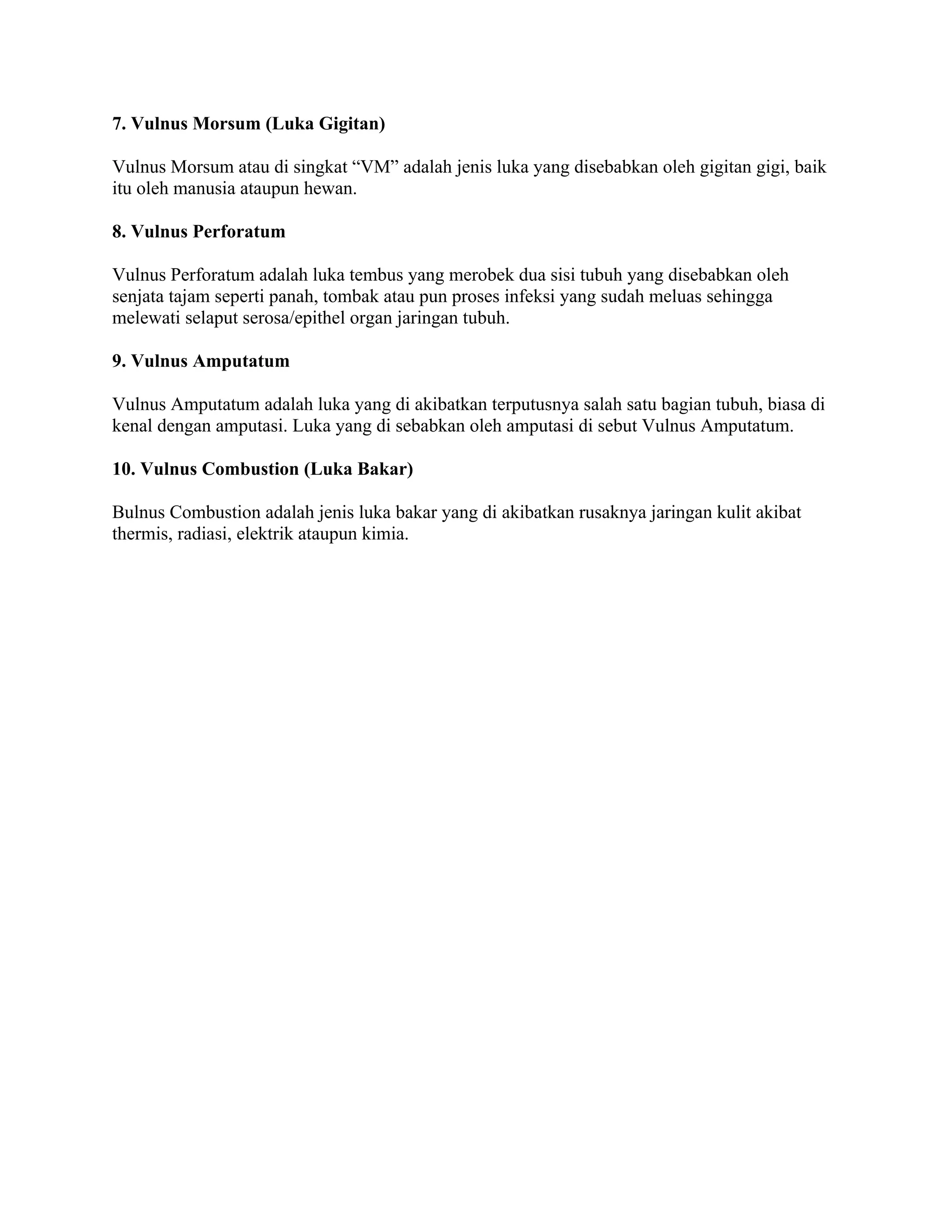 Jenis-jenis luka terbuka pada tubuh manusia | DOCX