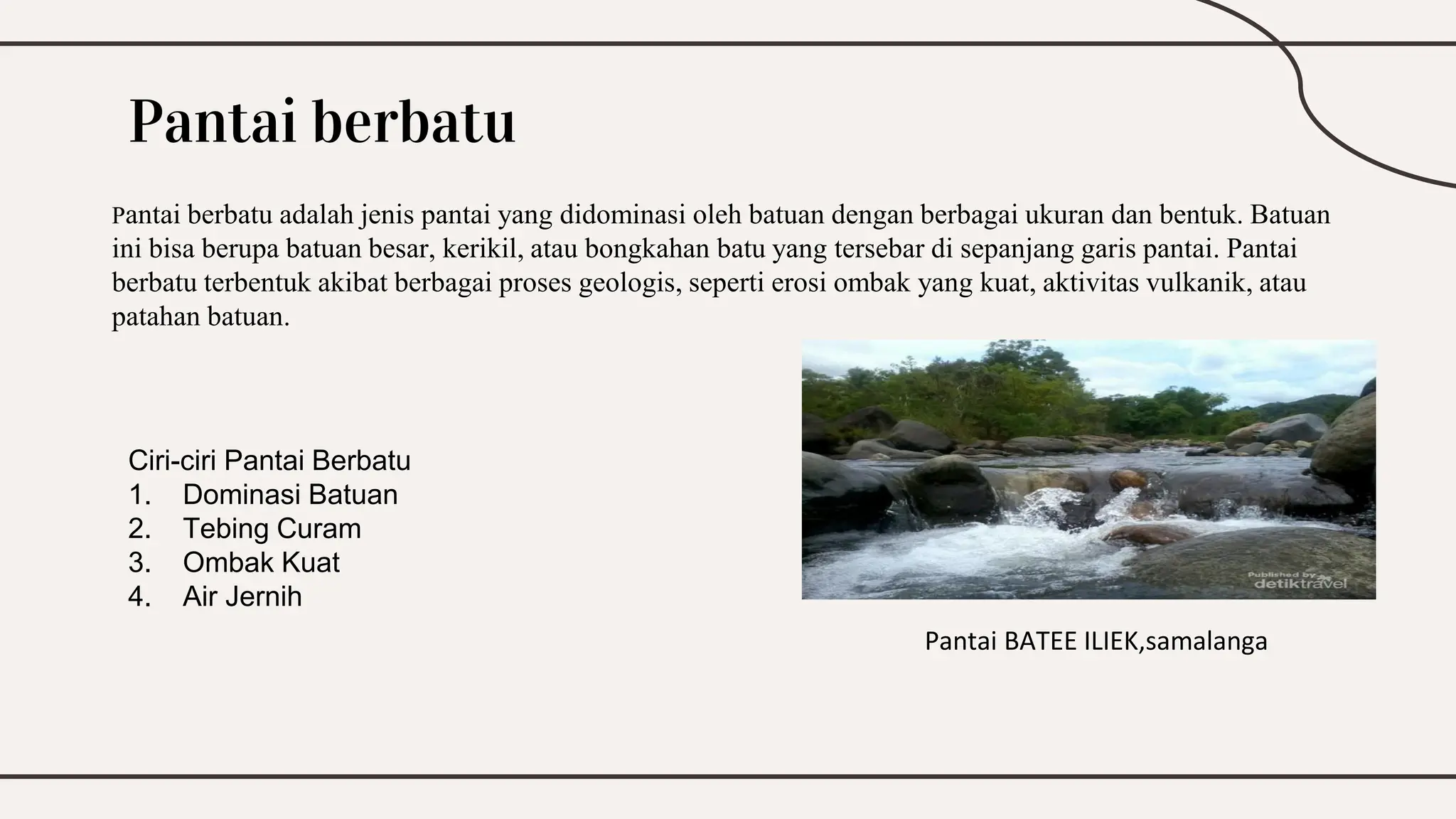 Rekayasa pantai dan rawa, Jenis-jenis pantai, contoh pantai yang ada di ...