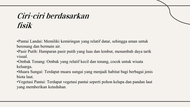 Rekayasa pantai dan rawa, Jenis-jenis pantai, contoh pantai yang ada di ...