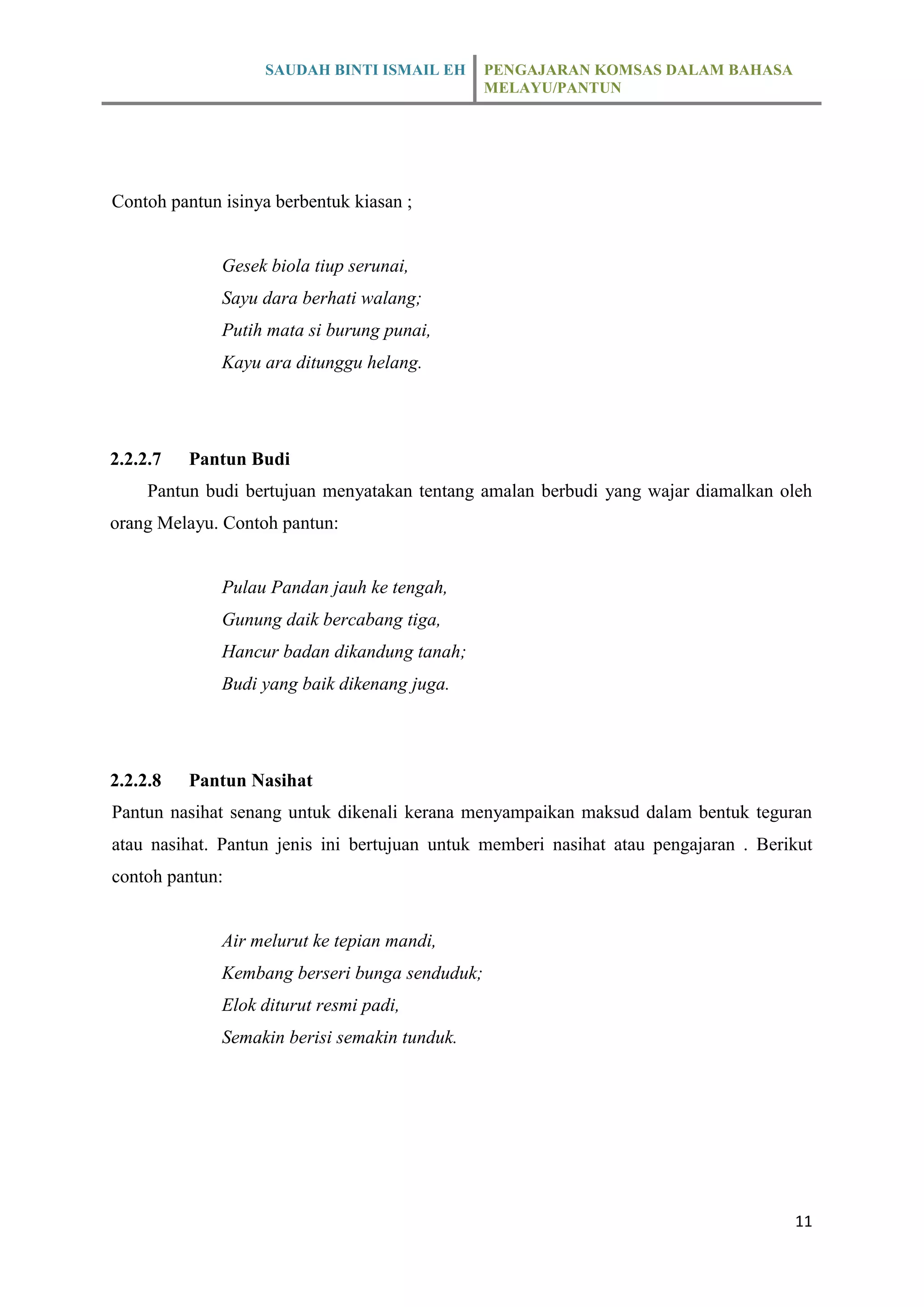 Jenis jenis pantun | DOCX