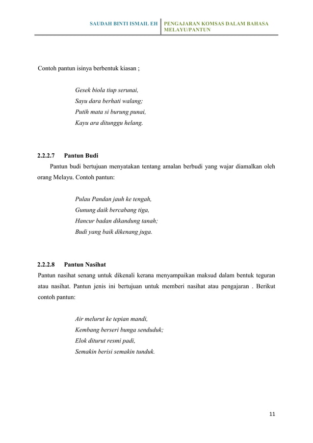 Jenis jenis pantun | DOCX