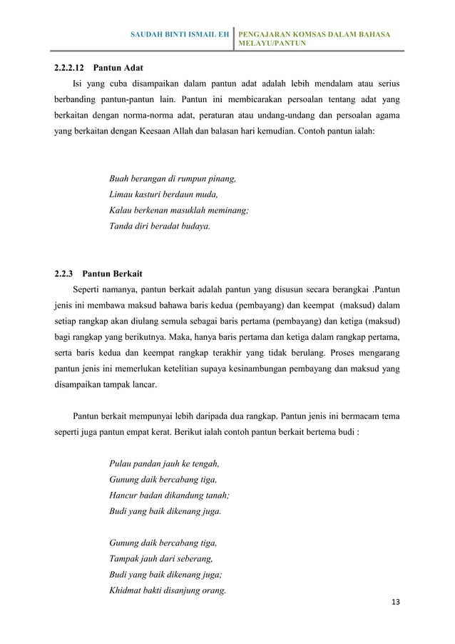 Jenis jenis pantun | DOCX