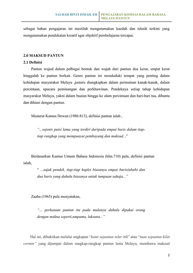 Jenis jenis pantun | DOCX