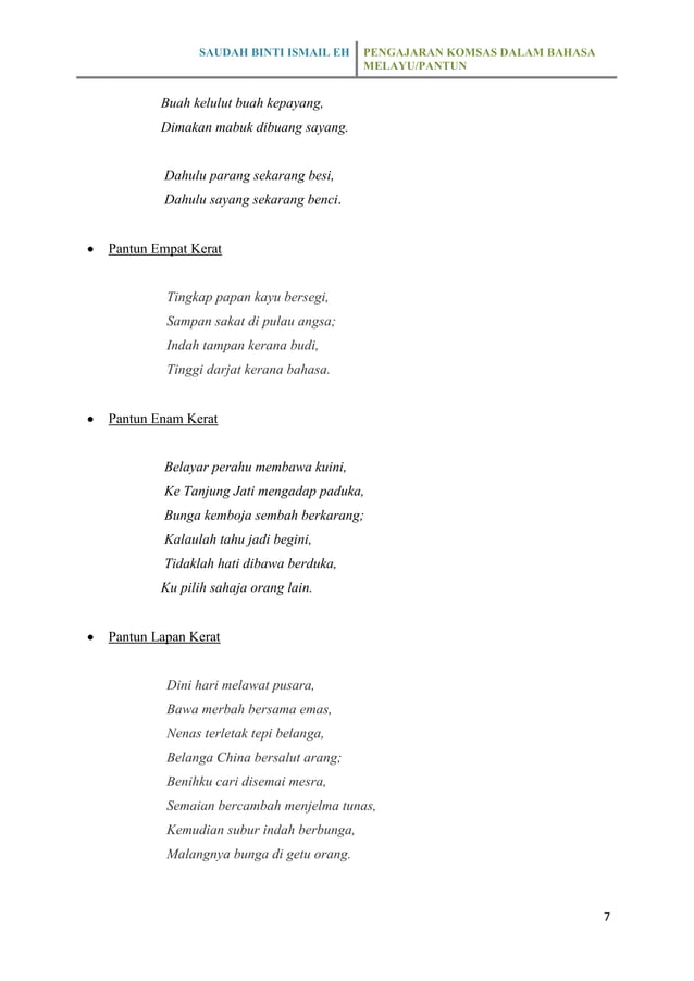 Jenis jenis pantun | DOCX