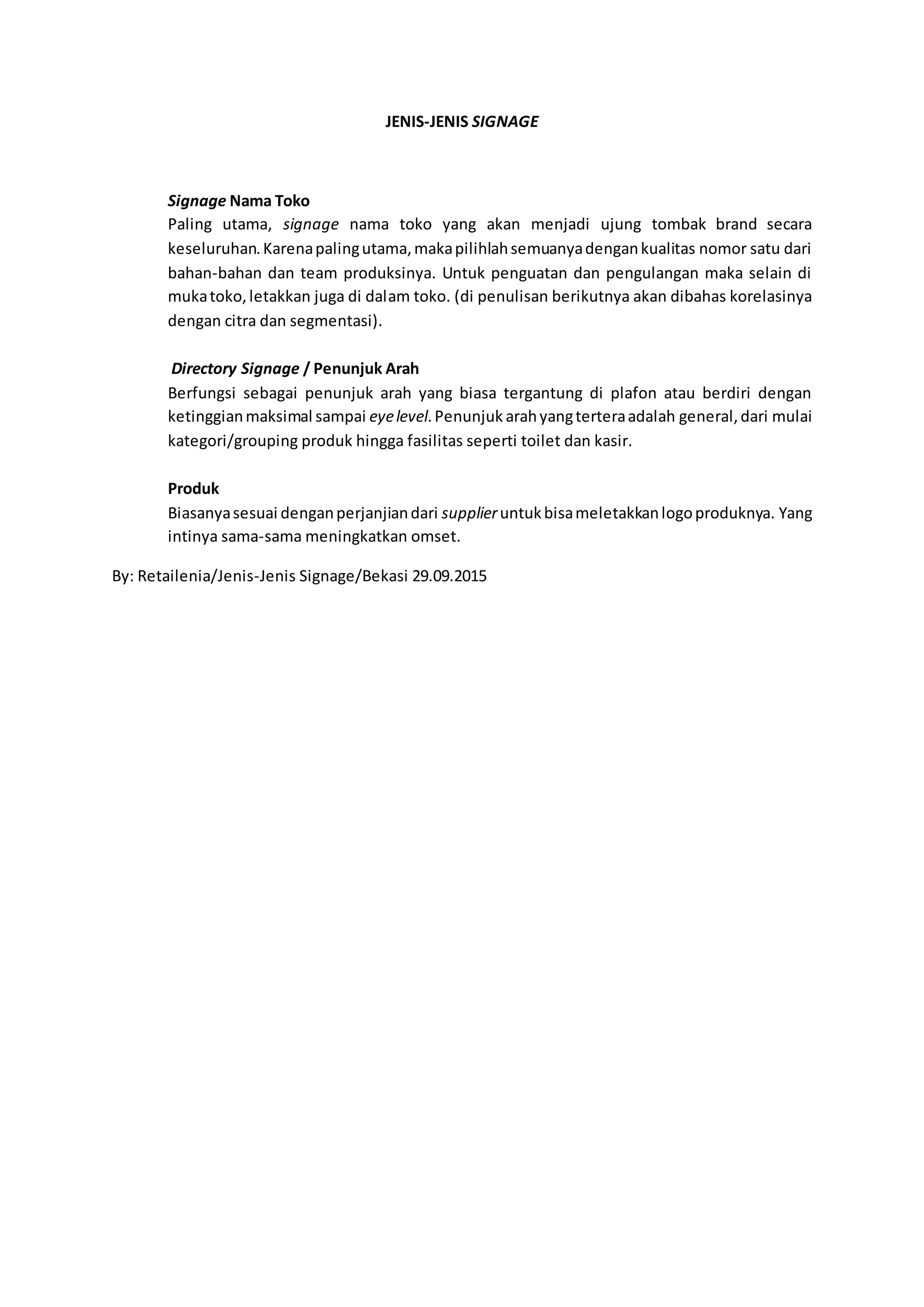 Jenis jenis signage | DOCX