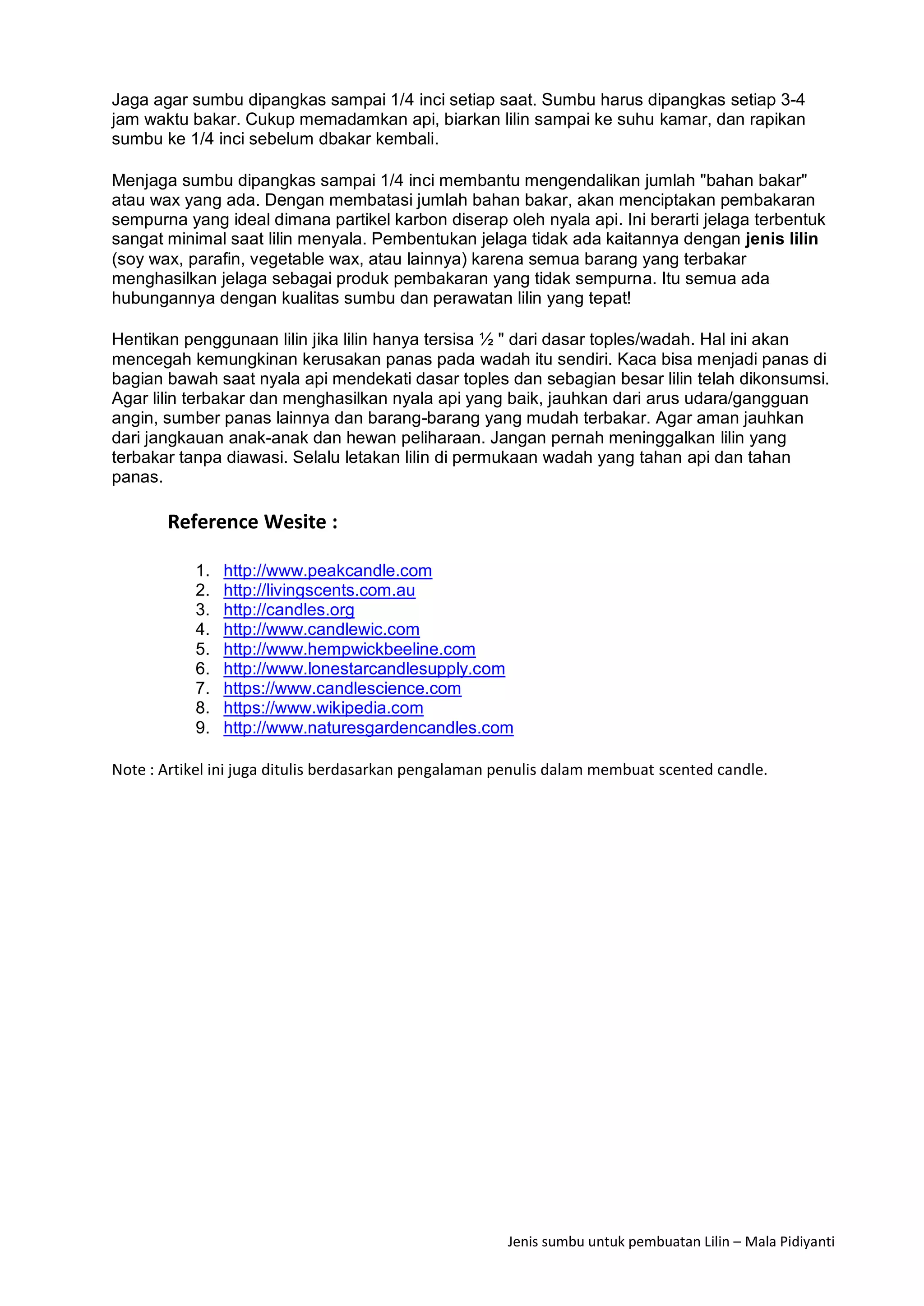 Sumbu dan proses pembakaran lilin | PDF