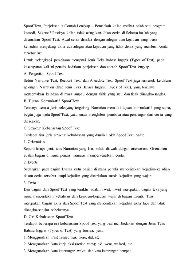 Jenis jenis teks bahasa inggris | DOCX