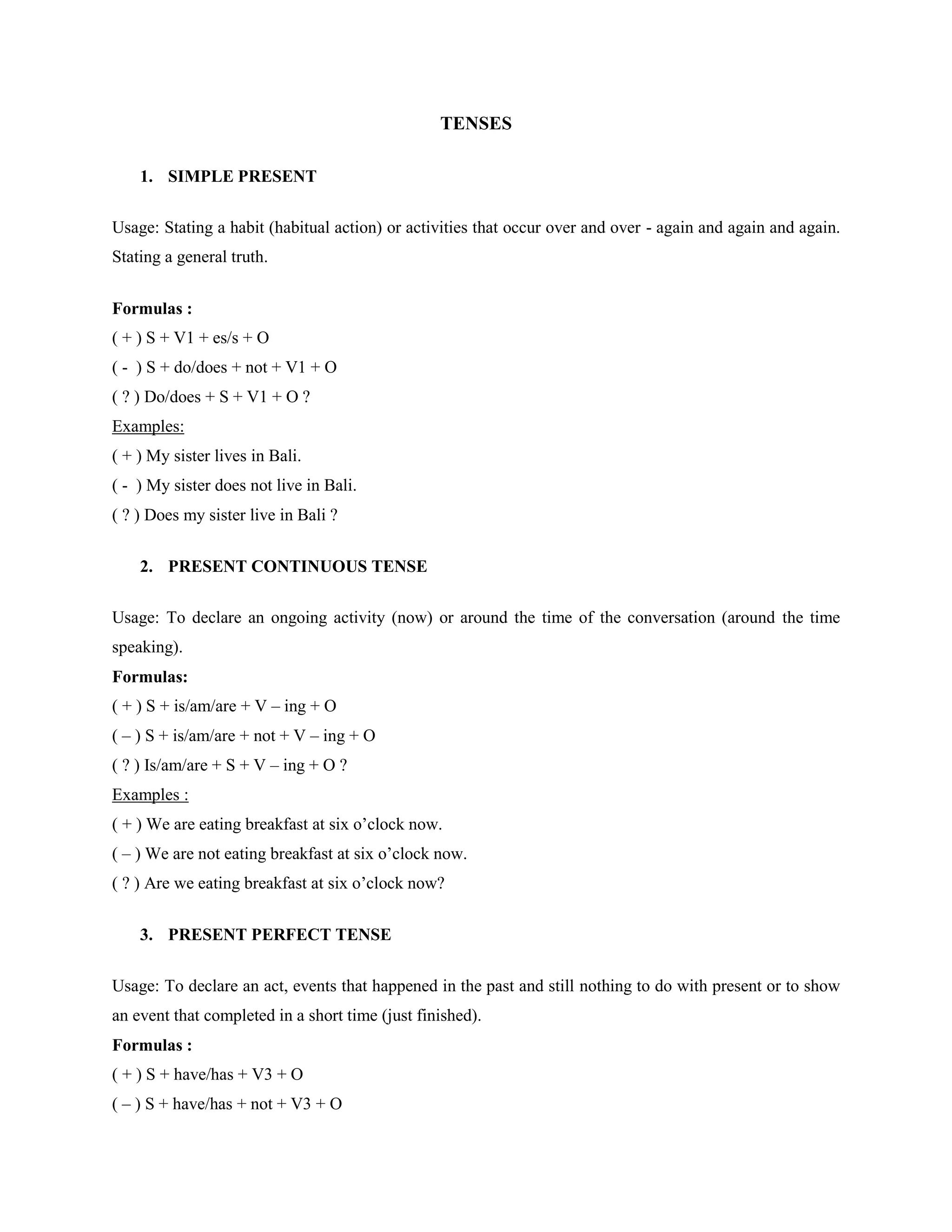 Jenis jenis tenses | DOCX