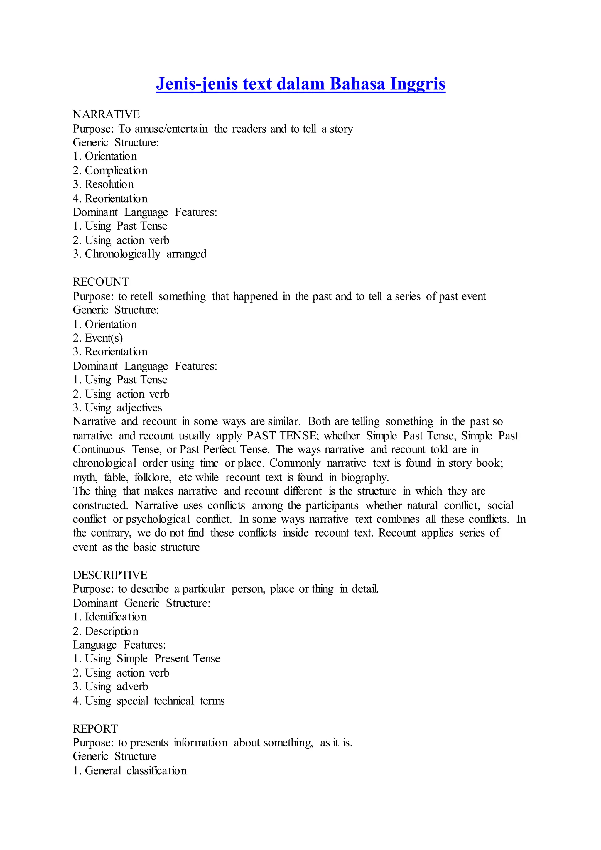 Jenis jenis text dalam bahasa inggris | DOCX | Programming Languages ...