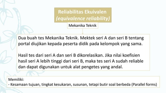 Evaluasi Pembelajaran (EP) - Jenis jenis validitas dan reliabilitas | PPTX