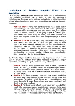 Jenis2 dan stadium penyakit wasir | PDF