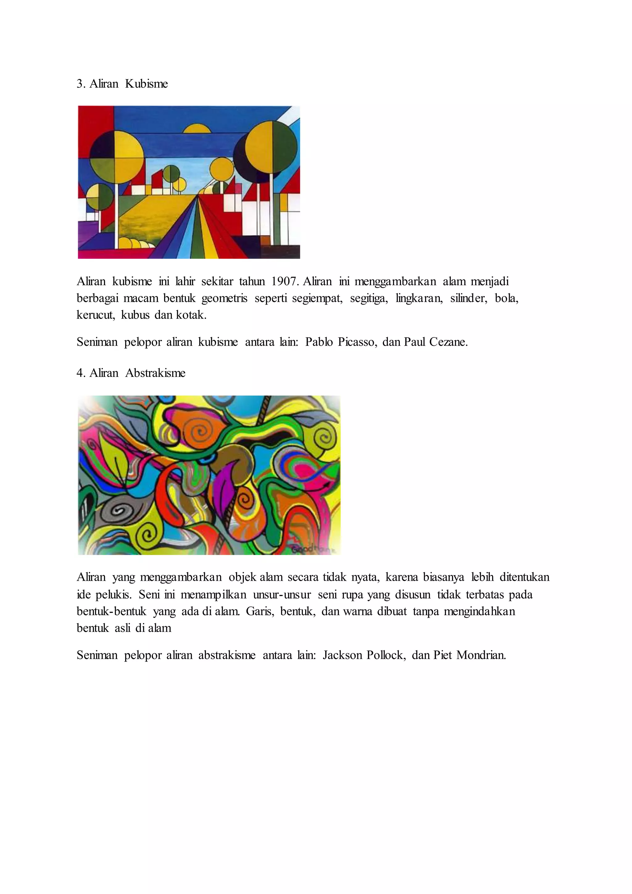 Jenis aliran seni lukis dan patung | DOCX