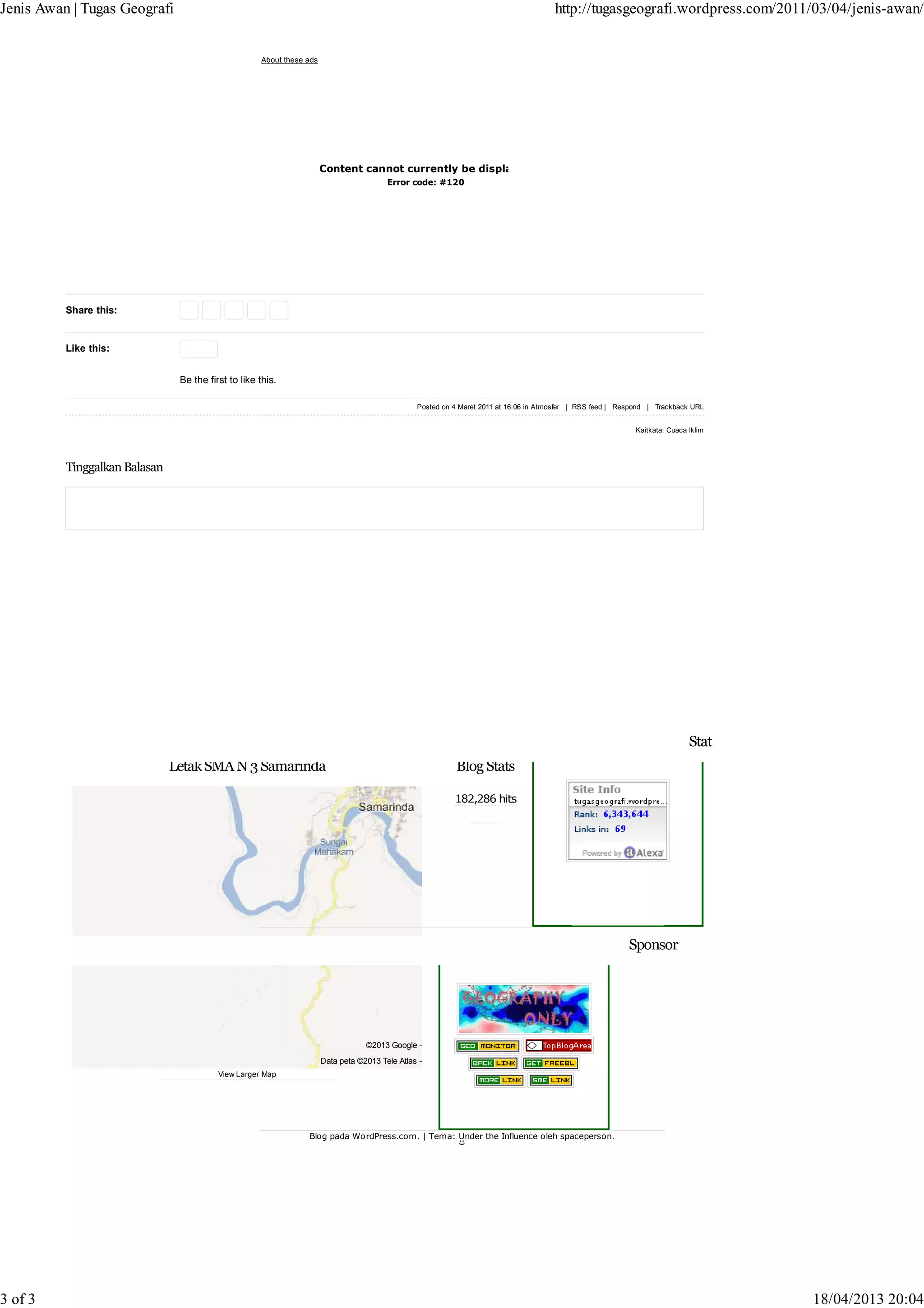 Jenis awan tugas geografi | PDF