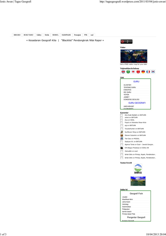 Jenis awan tugas geografi | PDF