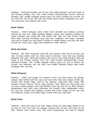 Jenis batik dan artinya | DOCX