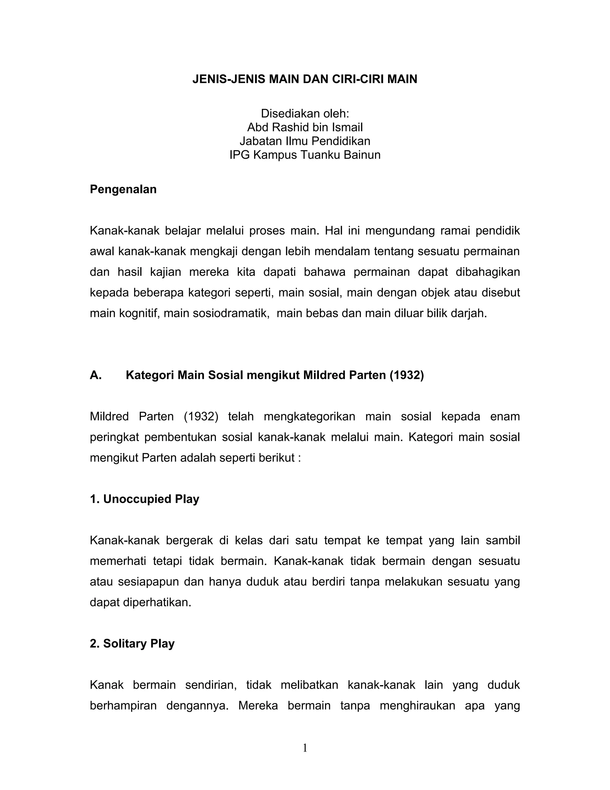 Jenis & ciri2 main | DOC