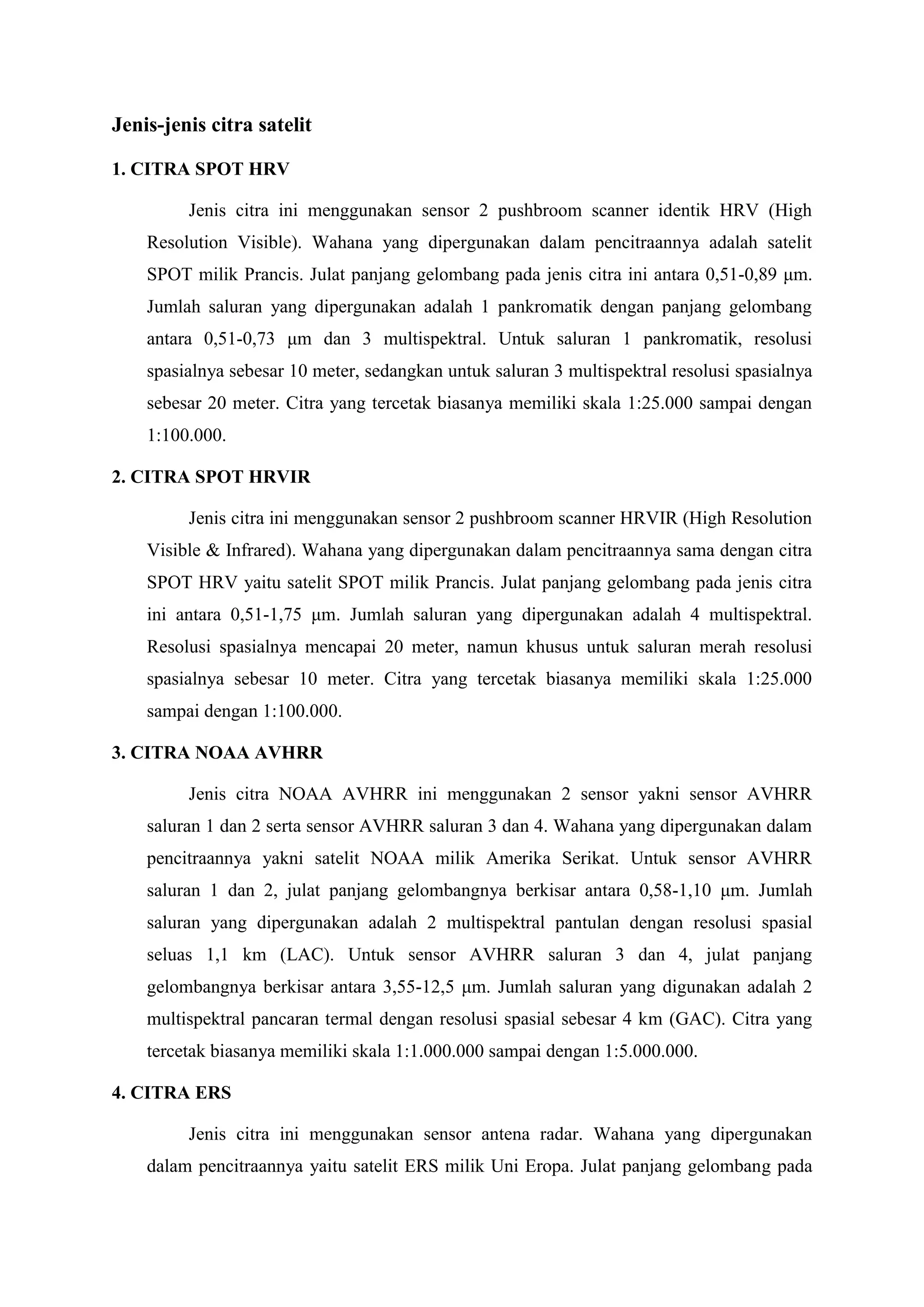 Jenis citra satelit | PDF