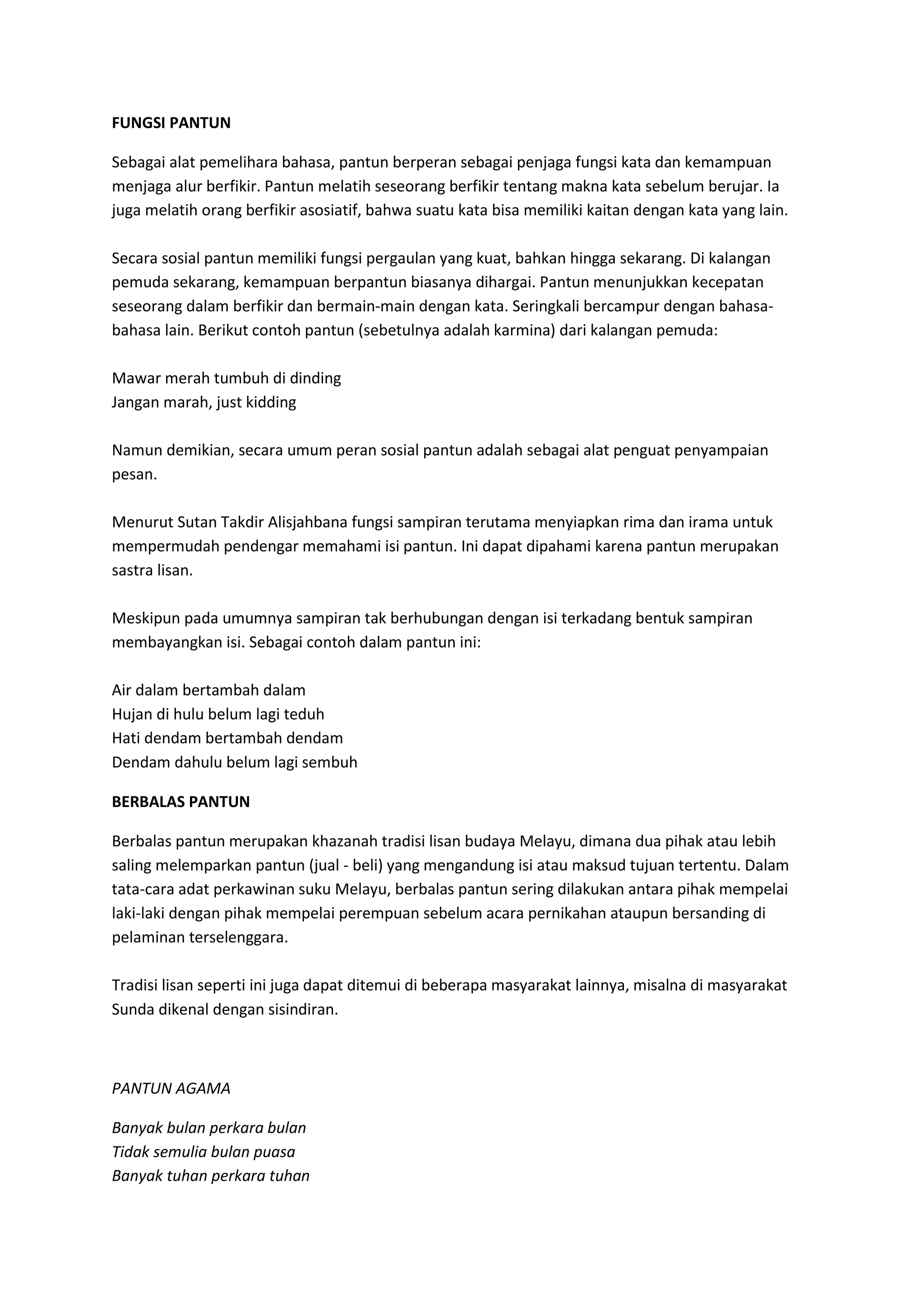 Jenis & contoh pantun | DOCX