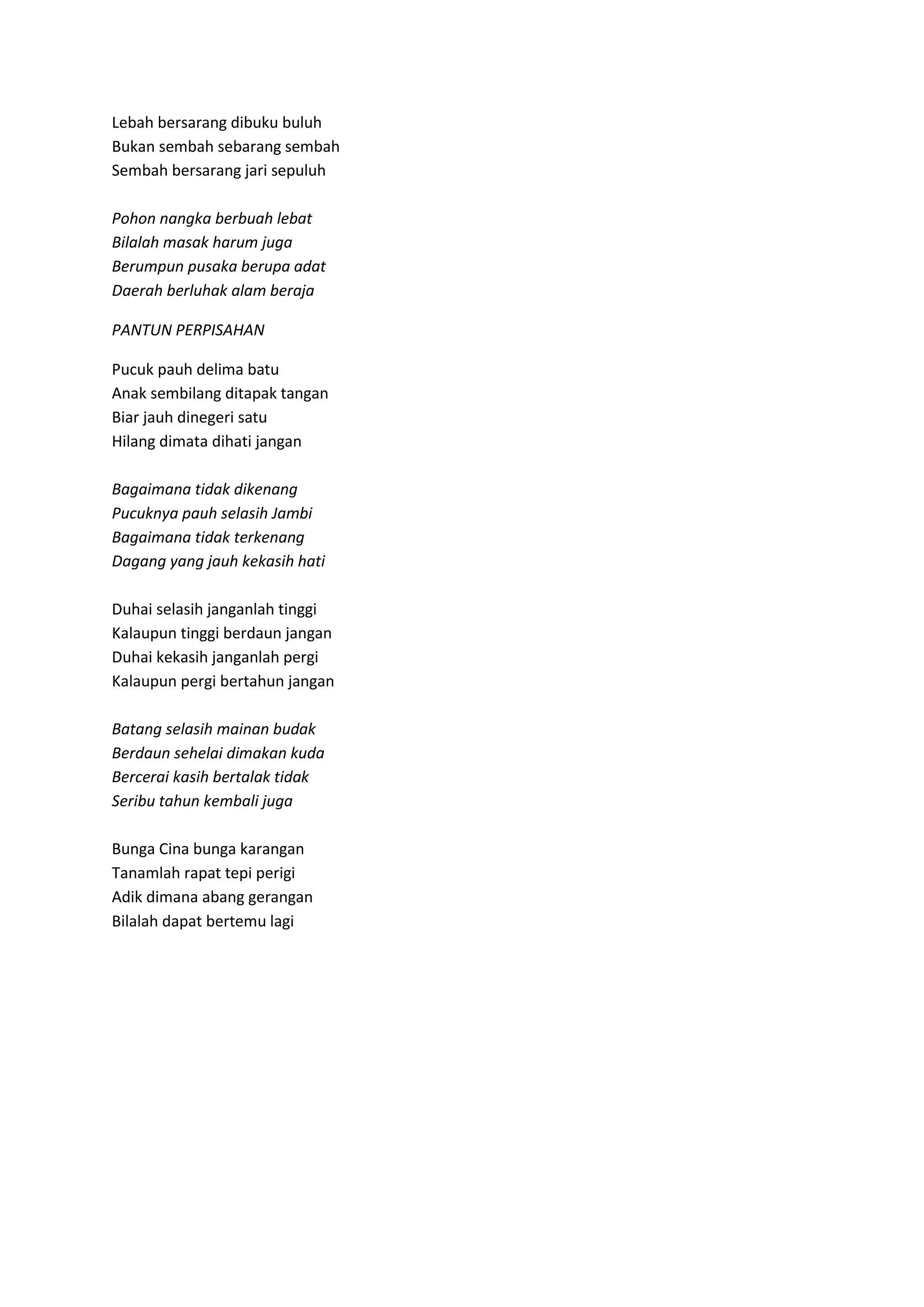 Jenis & contoh pantun | DOCX