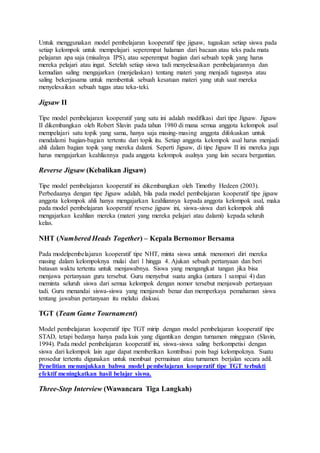 Jenis cooperative learning | DOCX