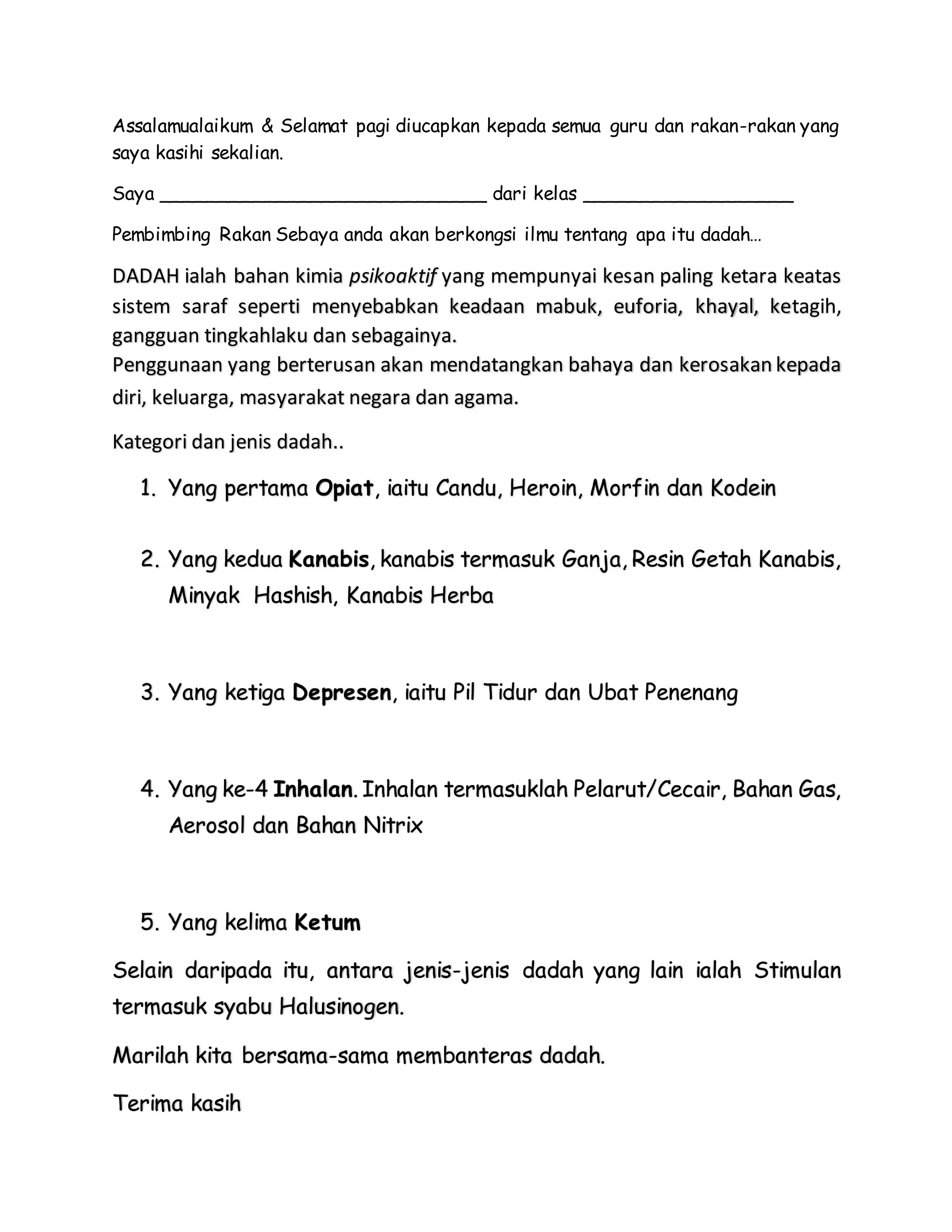 Jenis dadah | DOCX