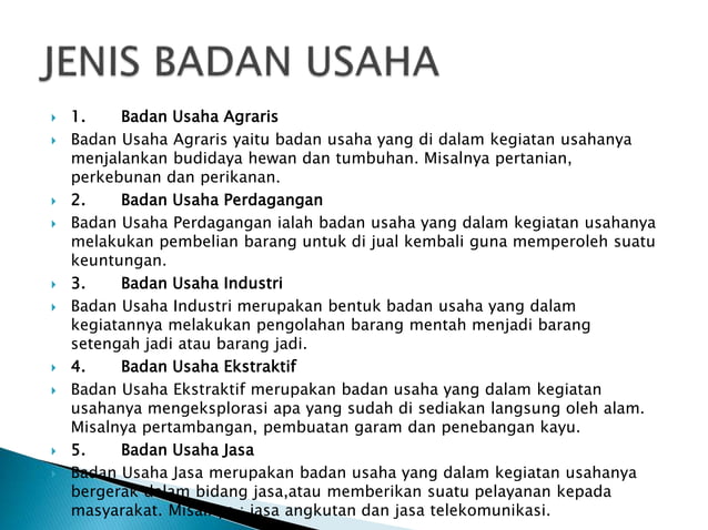 Jenis dan Bentuk Badan Usaha | PPTX