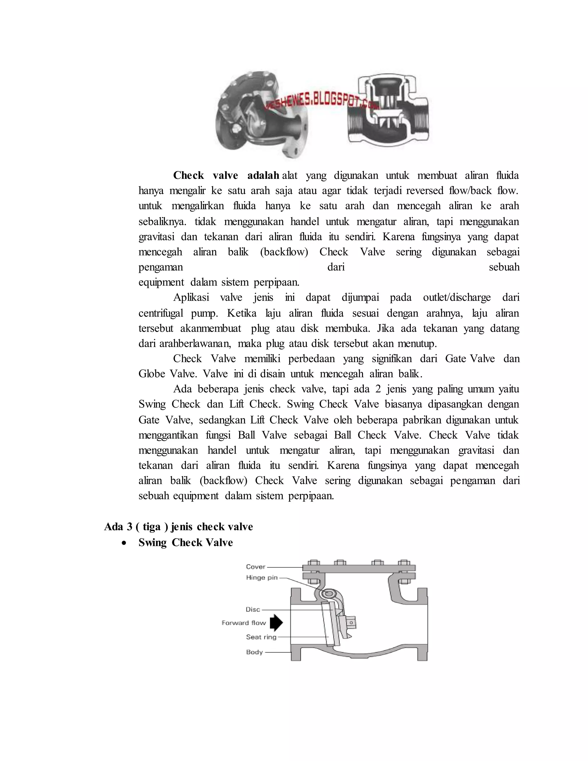 Jenis dan fungsi valve | DOCX