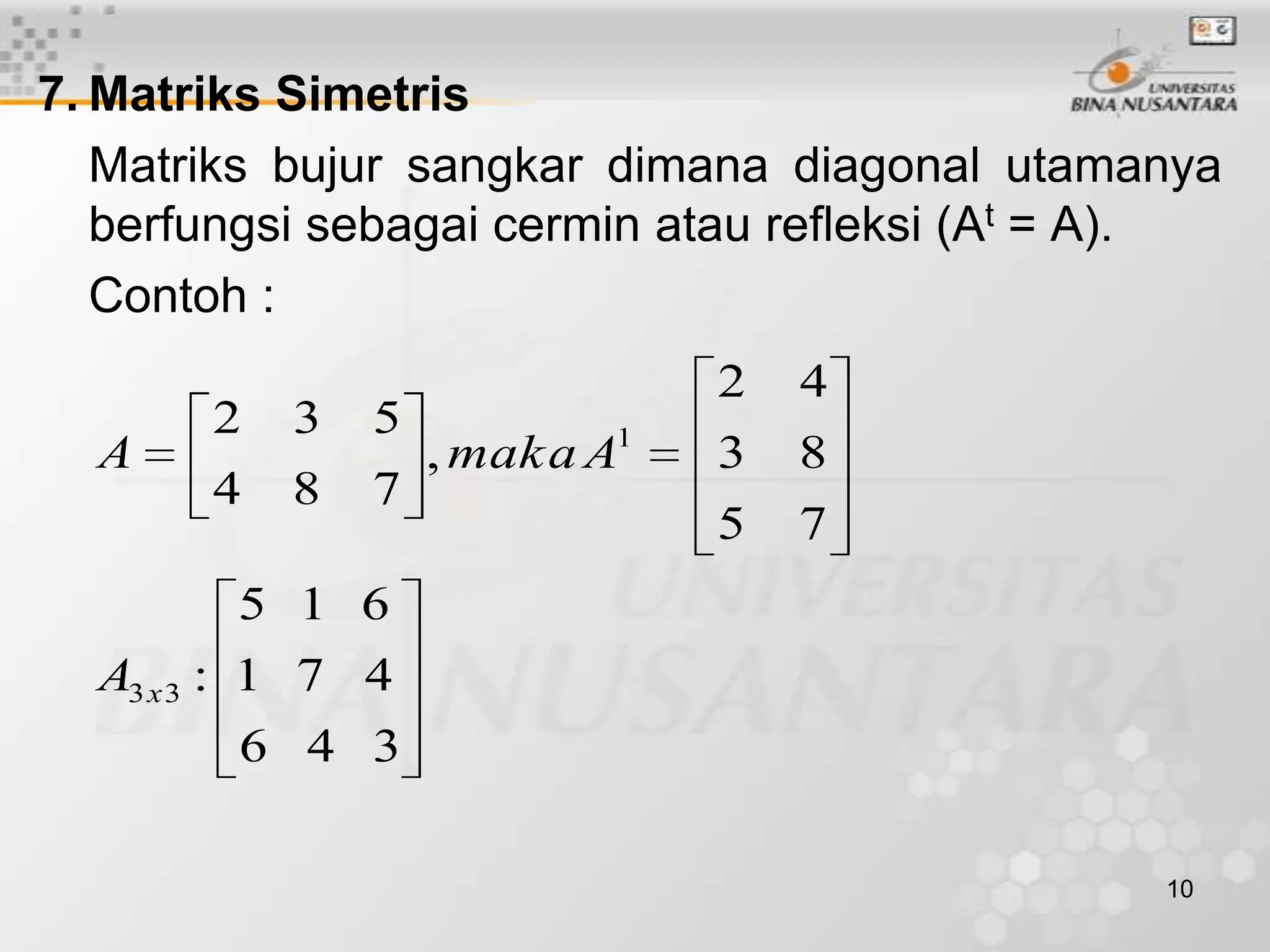 Jenis dan operasi matriks | PPT